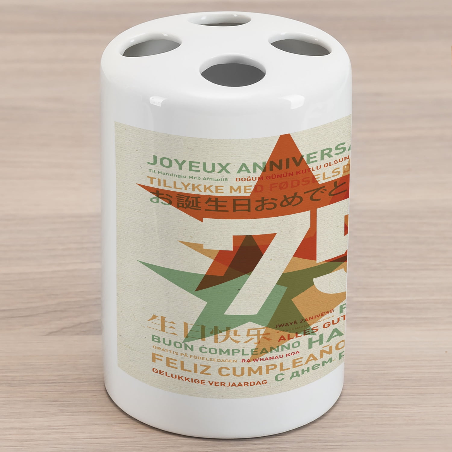 75th Birthday Ceramic Toothbrush Holder, Worldwide Greetings in ...