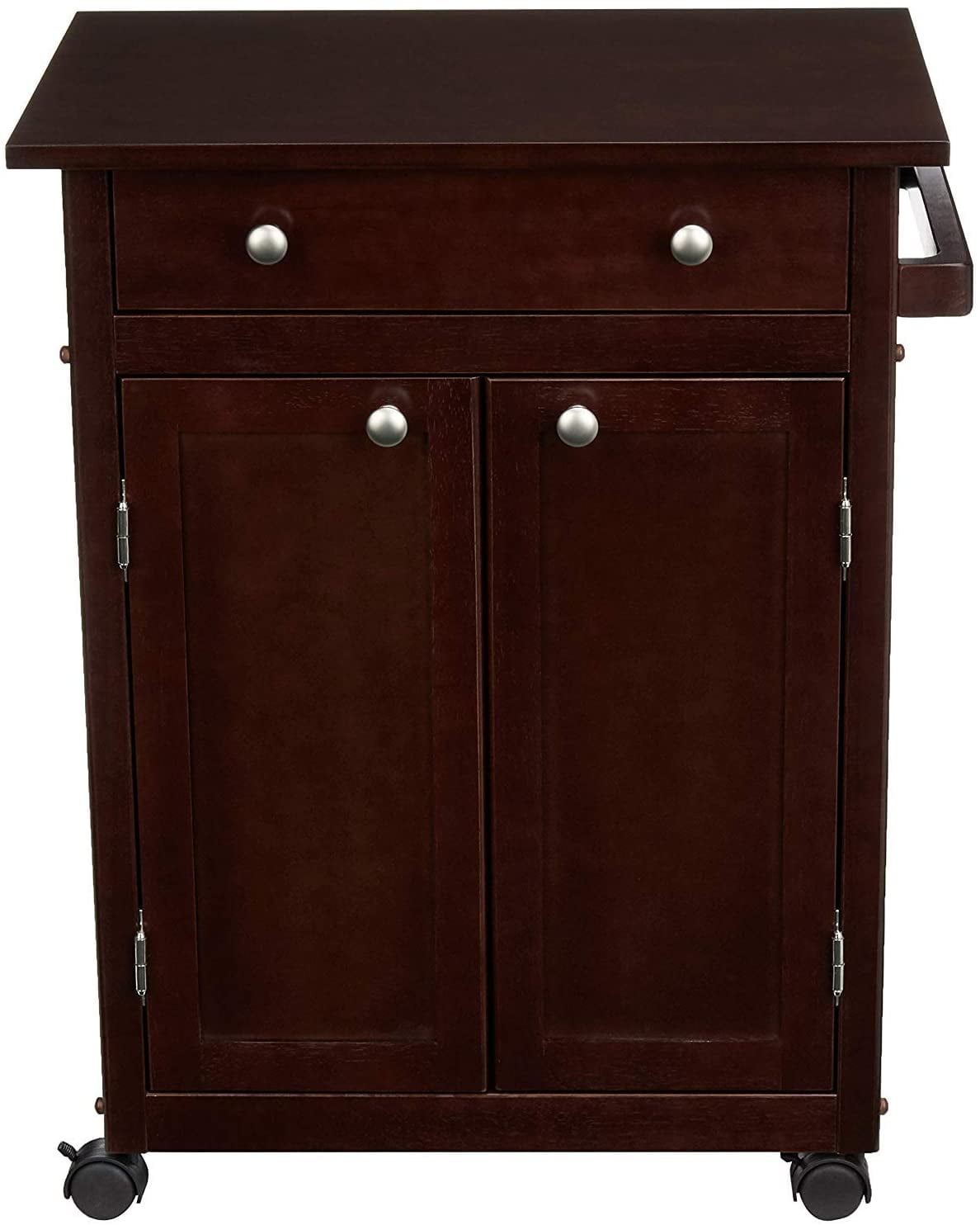 PJ Wood Folding Kitchen Cart with Cabinet - Espresso - Walmart.com