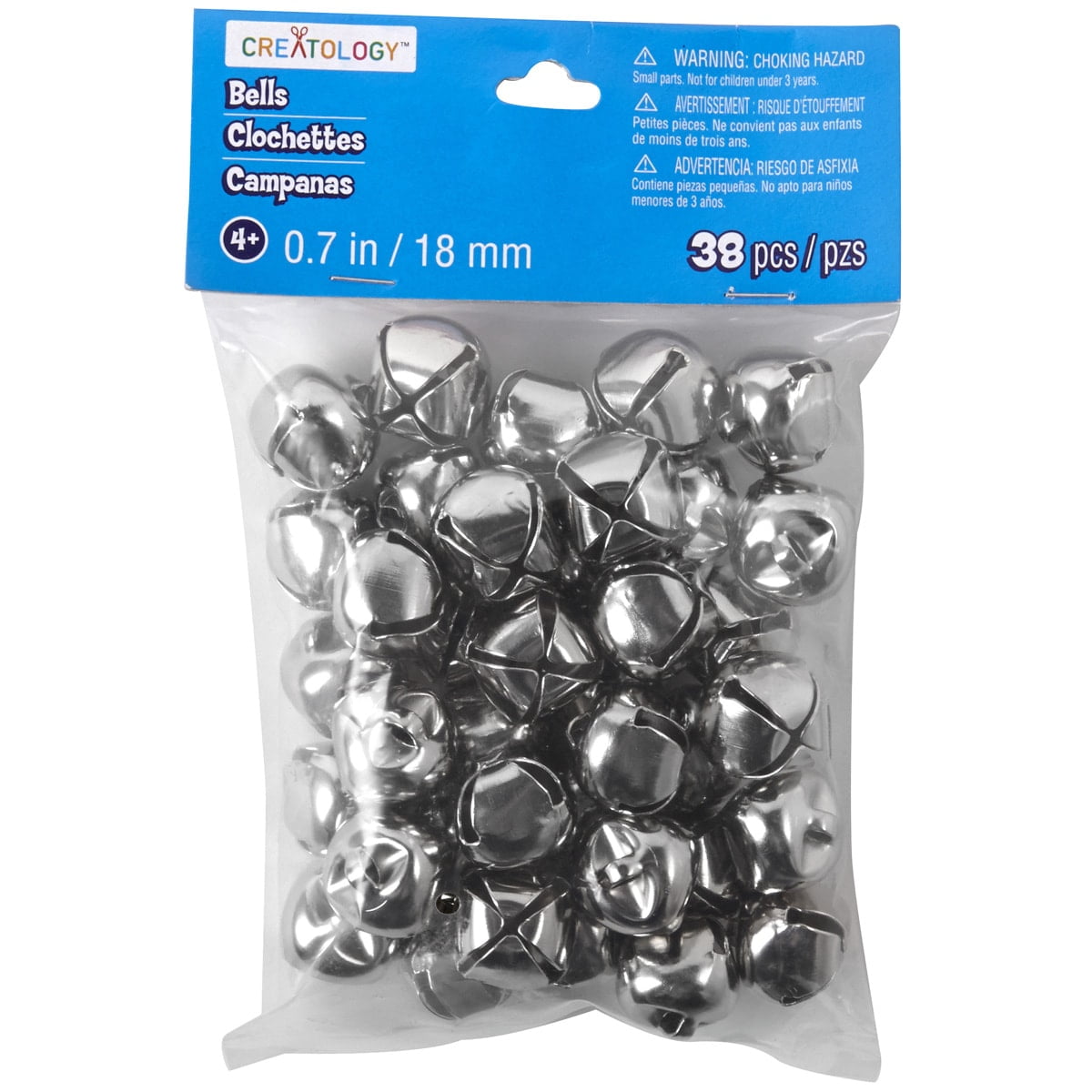 12 Packs: 38 ct. (456 total) 18mm Silver Jingle Bells by Creatology ...