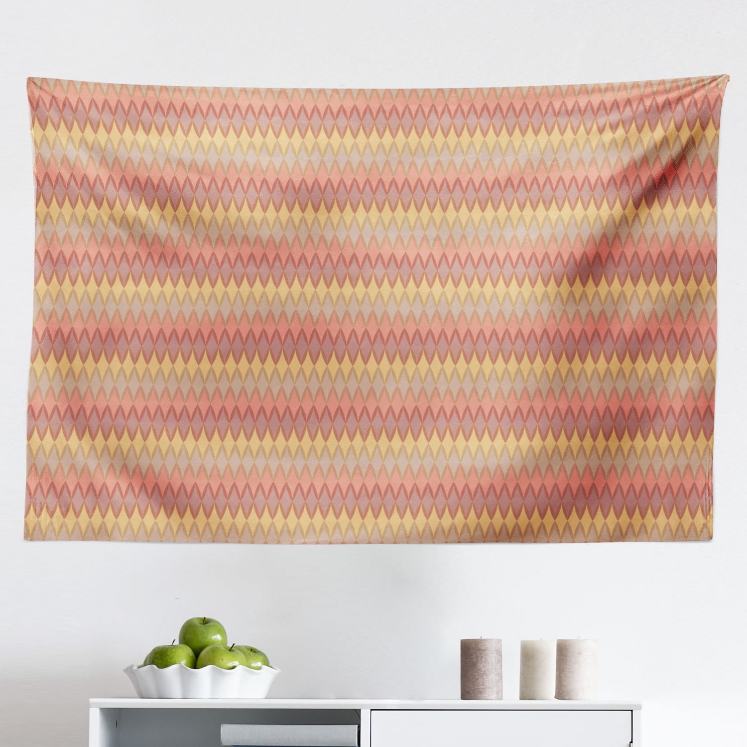 Muted Colors Tapestry, Abstract Geometric Repetition with Mosaic Little ...