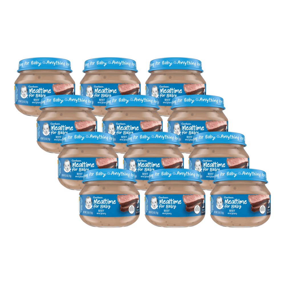 Gerber 2nd Foods Purees Meat, Beef & Gravy Baby Meal, 2.5 oz, 12 Count ...