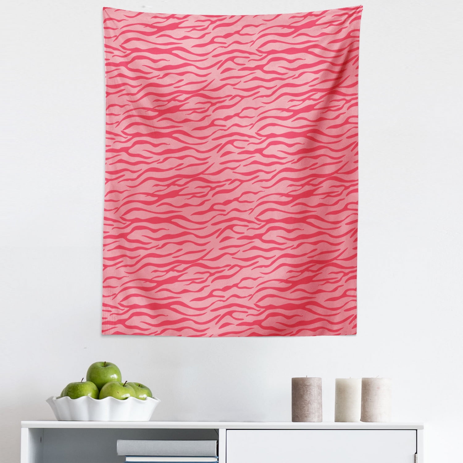 Pink Zebra Tapestry, Wavy Zebra Stripes Camouflage Savannah Safari ...