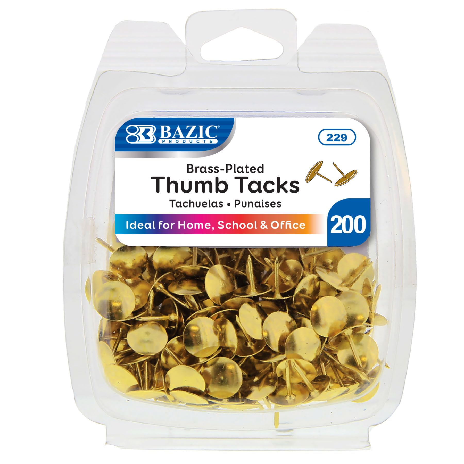 Push Pins BAZIC Gold Metallic con cabeza plana y punta de acero ...