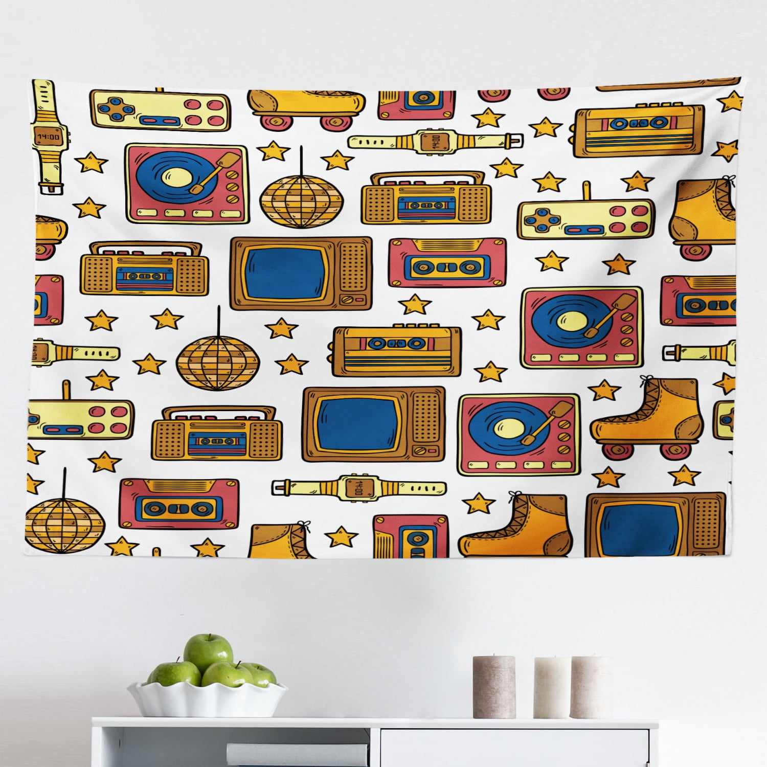 90s Tapestry, Memphis Style Geometrical Illustration with Dots Barcode ...