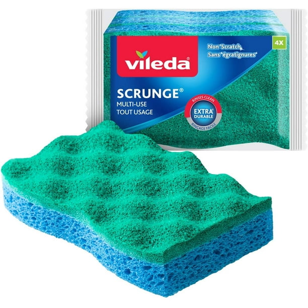 Vileda Multi-Use No Scratch Scrunge Scrub Sponge (Pack of 4) - Walmart.ca