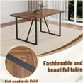 Contemporary Dining Table and 6 Chairs Set, Brown Wood Grain Fishbone ...