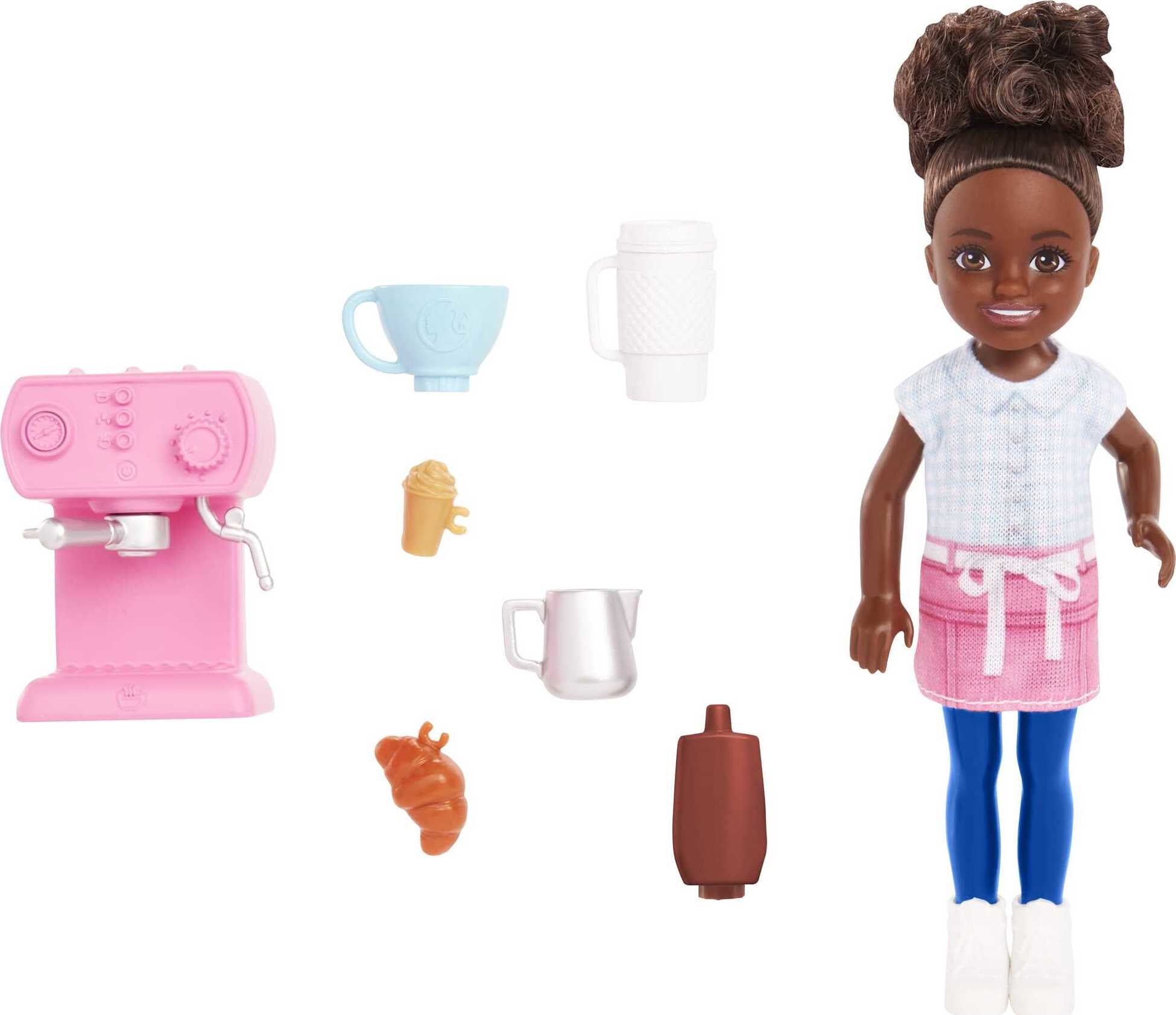 Barbie Chelsea Can Be… Barista Doll and 7 Career-Themed Accessories ...