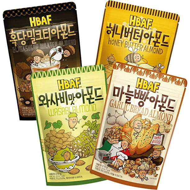 Almond Snacks by HBAF - Try All 4 Flavoured Almonds in Our Variety Pack - Honey Butter - Wasabi ...