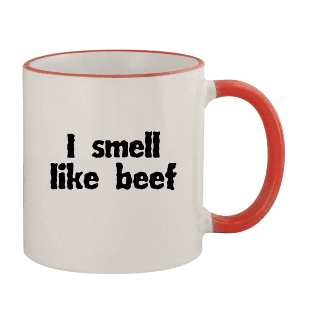 I Smell Like Beef - 11oz Colored Rim and Handle Coffee Mug, Red ...