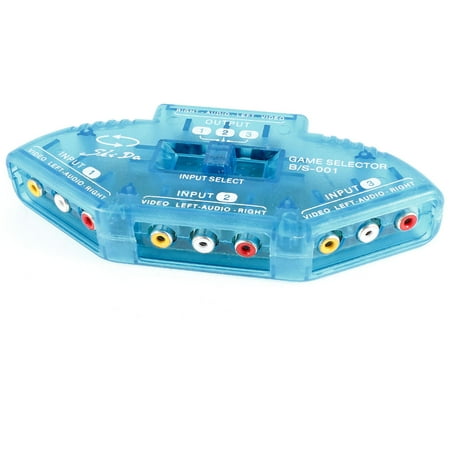 TV DVD 3 Input 1 Output Audio Video Switch Box Selector Clear Blue ...