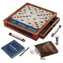 WS Game Company Classic Deluxe Scrabble with Rotating Wooden Board ...