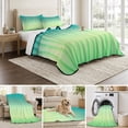 78x90in Quilt Bedding Set, Geometric Art Wave Vertical Line Lightweight ...