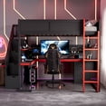 LHYY Full Size Wooden Gaming Loft Bed with Storage Stairs,Desk,Shelves ...