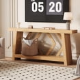 70.9In All-Wood Console Table 2-Tier Trapezoid Leg Sofa Table Narrow ...
