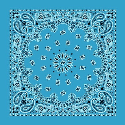 American Made Light Blue Western Paisley Bandana - Single Piece 22x22 ...