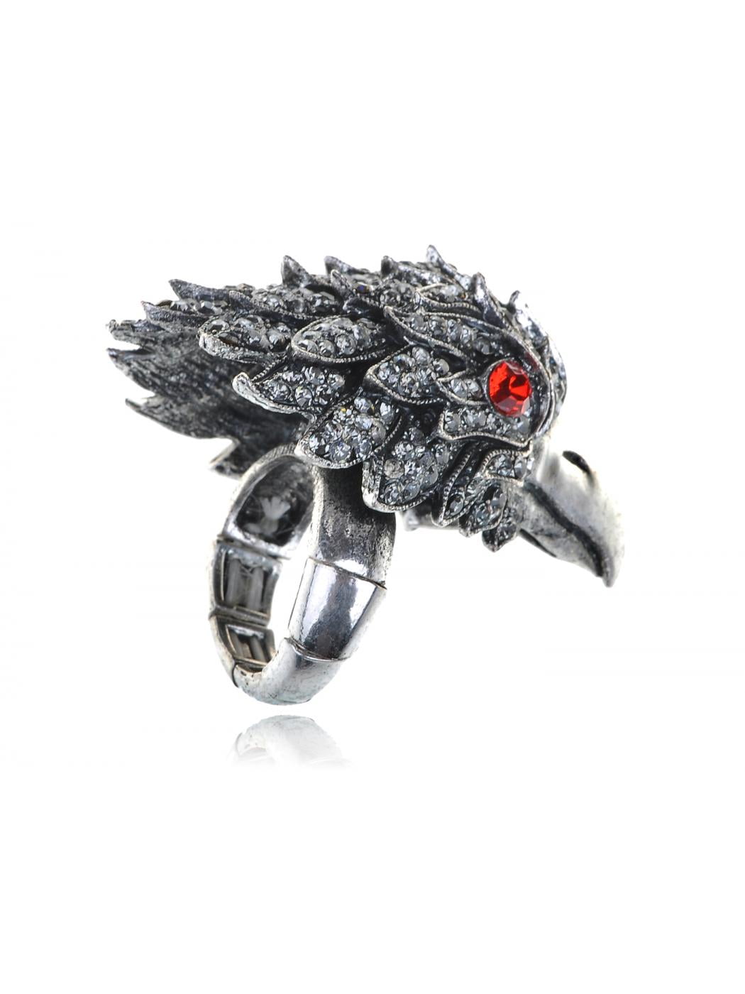Feinuhan - Beautiful Large Silver Tone Clear Crystal Rhinestone Falcon ...