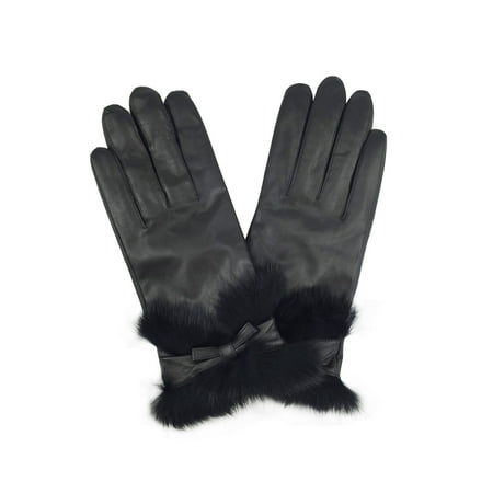 YISEVEN Women's Elegant Lambskin Leather Gloves Rabbit Fur | Walmart Canada