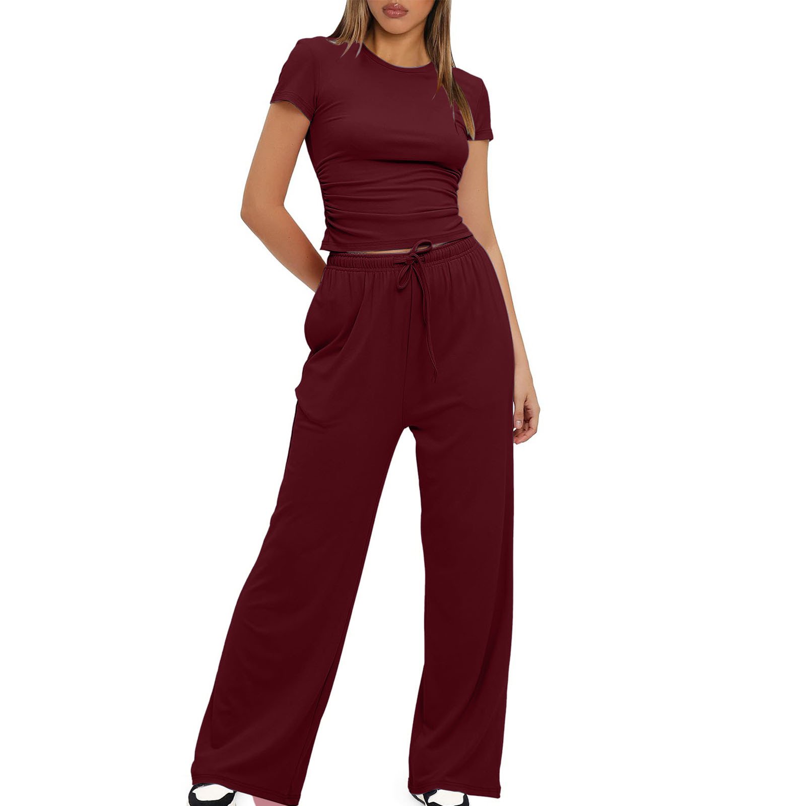 Click here for Aherbiu 2 Piece Yoga Sets For Women Short Sleeve S... prices