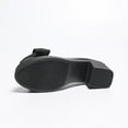 Black Women Casual Pumps With T-Strap Bow Buckle And Thick Heel For ...