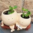 Emapoy Smily Face Planter Pot, Creative Resin Flower Head with Drainage ...