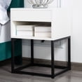 Gewnee 15.91”Nightstand with Drawer and Shelf,MDF & Metal Legs,Small ...
