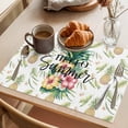 Hello Summer Cotton Linen Placemats Set of 8, Pineapple Red Flower ...