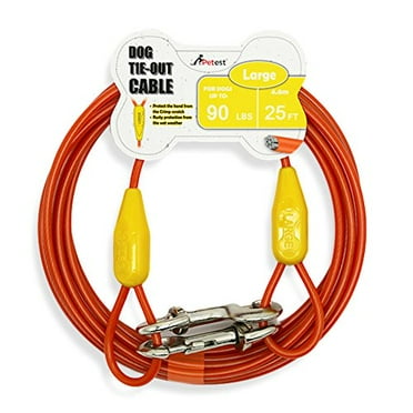 Petest 25ft Reflective Tie-Out Cable for Small Dogs Up to 35 Pounds ...