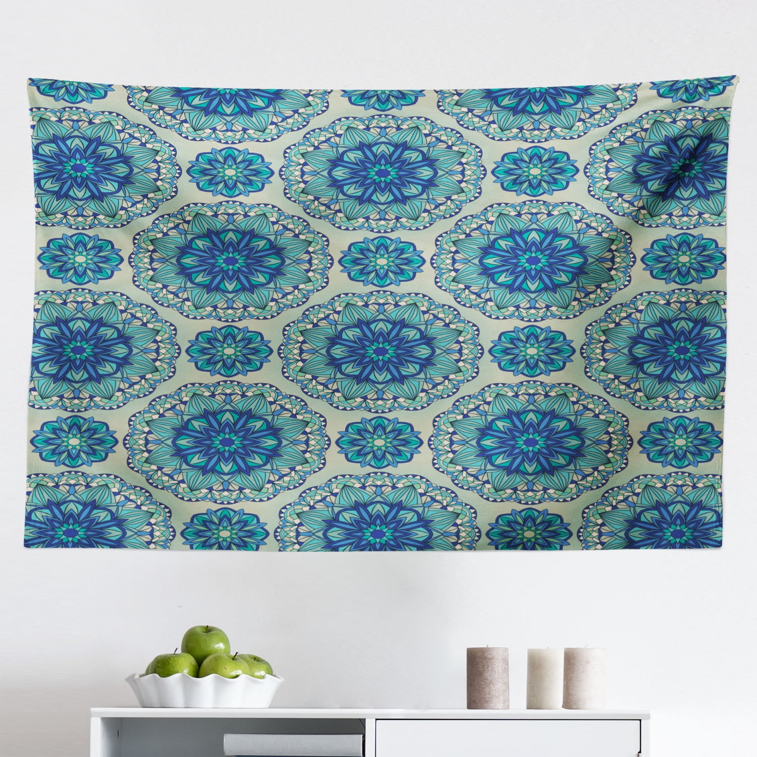 Retro Tapestry, Print of Bohemian Design of Colorful Feathers Thick and ...