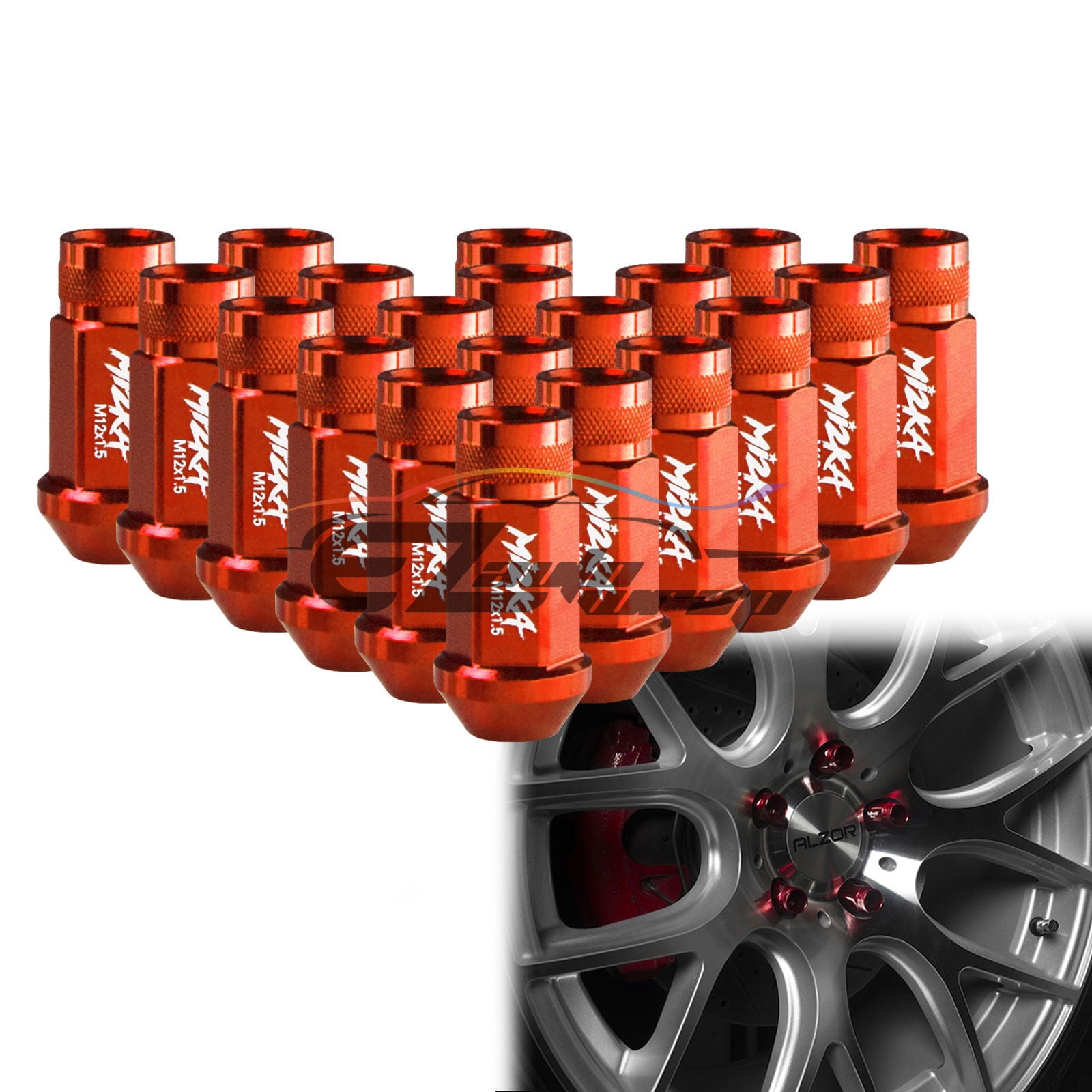 Orange 20 PCS M12X1.25mm Screw Lug Nuts Short Tuner Aluminum Wheels ...