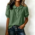 Betivan Women's Peter Pan Collar Shirt Cotton Vintage Short Sleeve ...