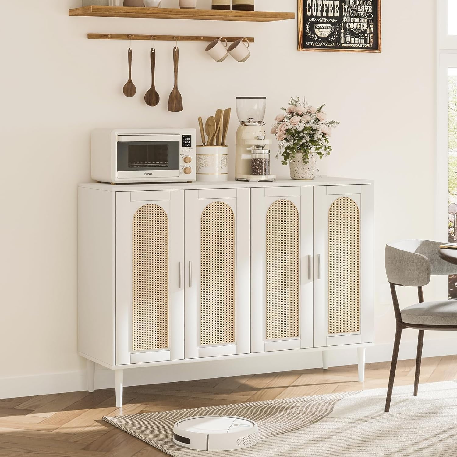 Click here for Garvee Rattan Sideboard Buffet Cabinet With Power... prices