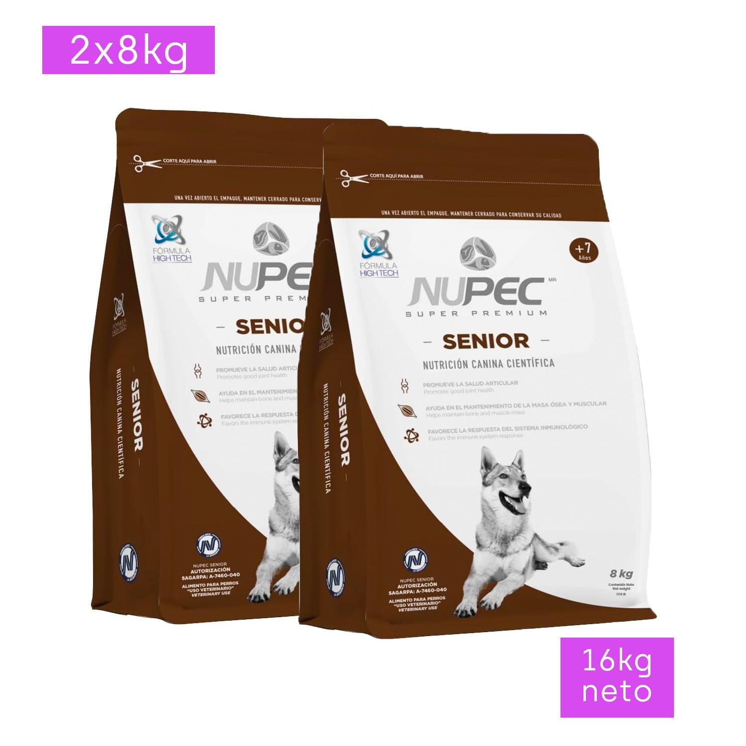 Pack de Croquetas para perro Nupec Senior 16Kg (2 de 8Kg) Nupec Senior ...