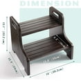 Wooden Step Stool, Heavy Duty Two-Step Stool for Adults with Built-in ...