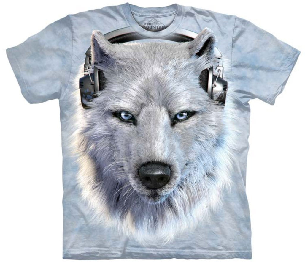 White 100% Cotton White Wolf Dj Realistic Graphic T-Shirt - Walmart.com