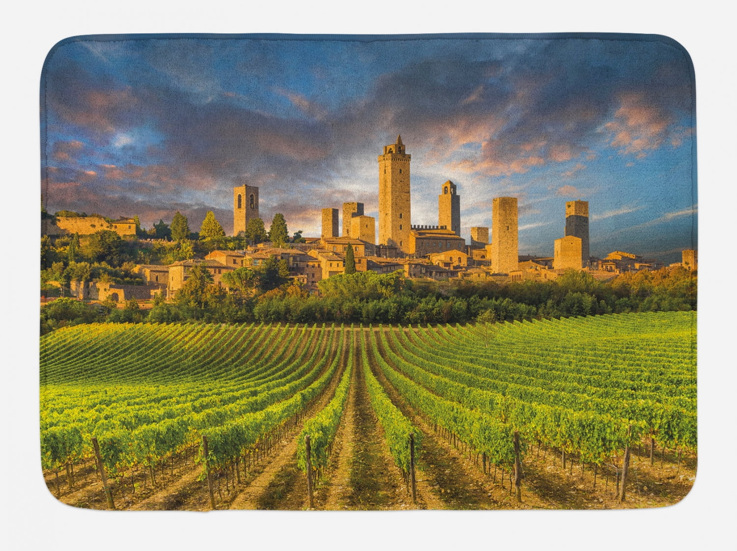 Italy Bath Mat, Vineyards of San Gimignano Tuscany Historic ...