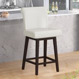 ZAFLY Bar Stools Set of 4, 360° Swivel, Wooden Frame, Faux Leather, White - Walmart.com