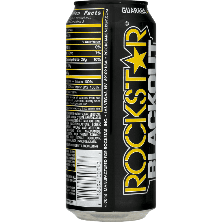Rockstar Energy Drink Nutrition Label