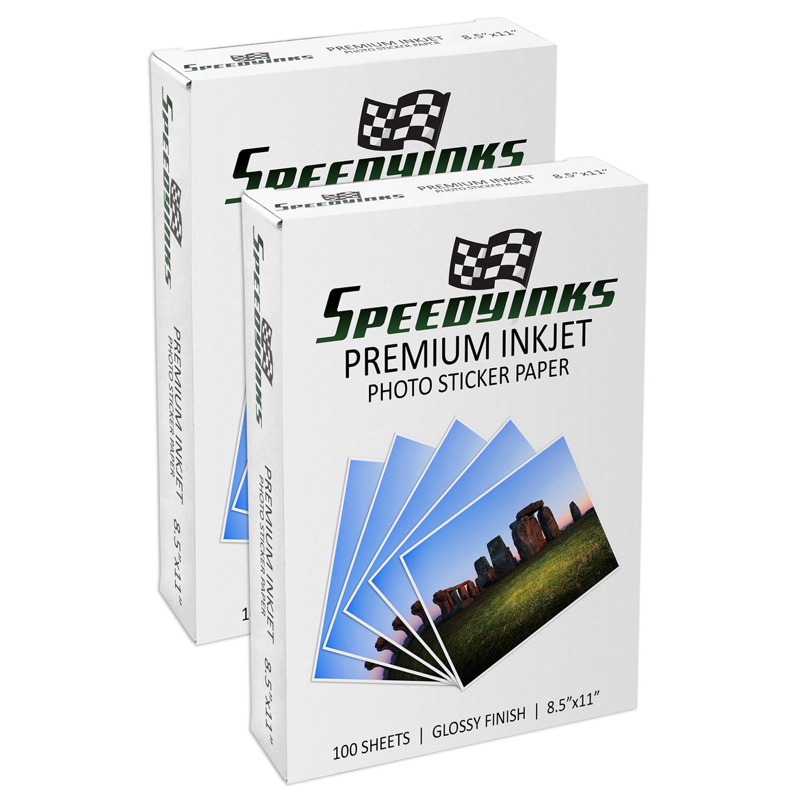 Speedy Inks Glossy Inkjet Photo Sticker Paper 8.5X11 100 Sheets (2-Pack ...