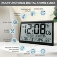 "LFF Atomic Clock - 15"" Wall Clock with Indoor/Outdoor Temp & Humidity, Large Numbers, Date ...