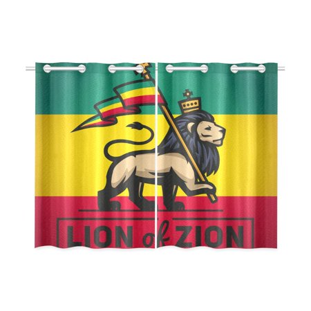 YUSDECOR Reggae Musi Rastafari Flag Window Curtains Kitchen Curtain ...