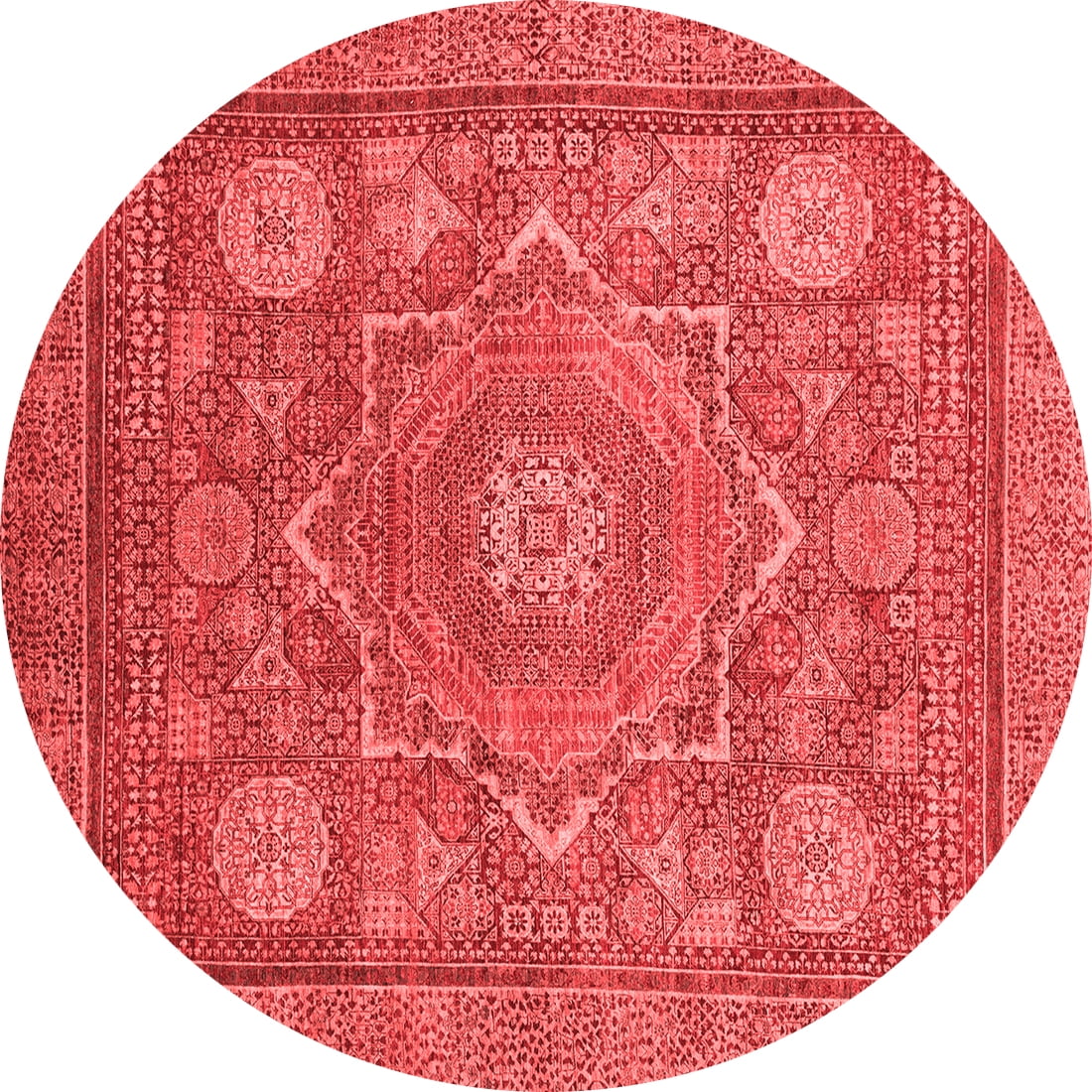 Ahgly Company Machine Washable Indoor Round Abstract Red Modern Area ...