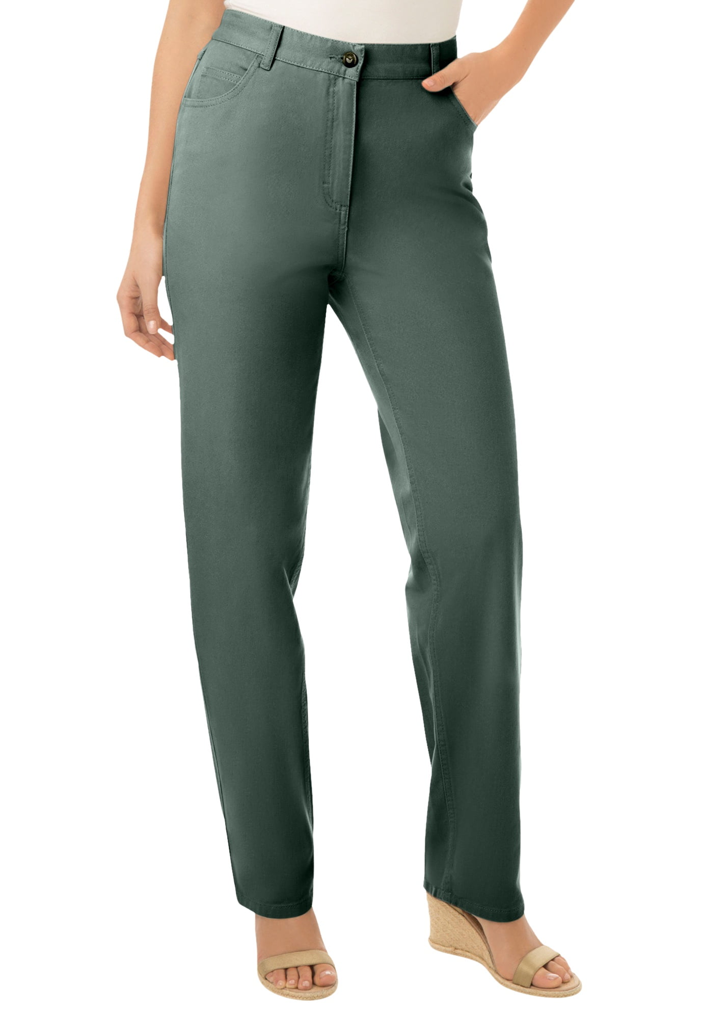 Woman Within Woman Within Womens Plus Size Back Elastic Straight Leg