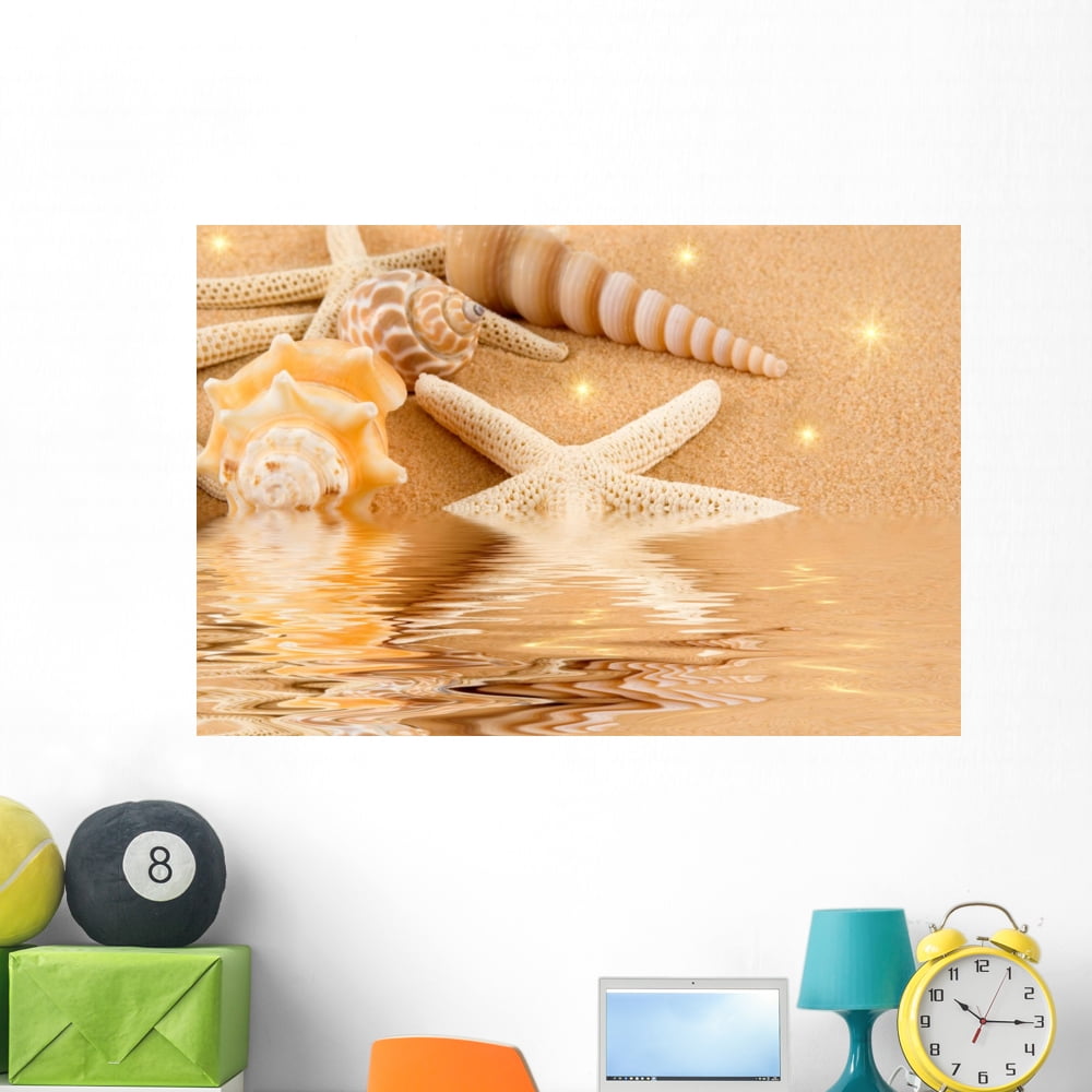 Starfish and Seashells Wall Mural Decal by Wallmonkeys Vinyl Peel and ...