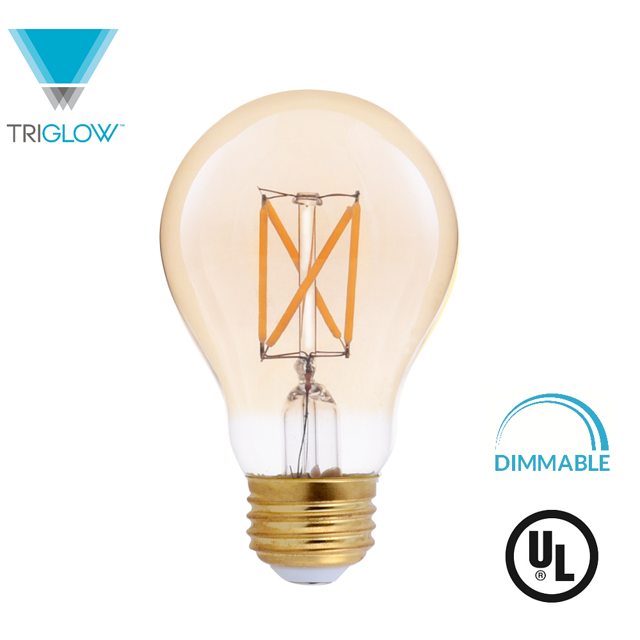 TriGlow LED 4.5 Watt (25W Ewquivalent) A19 Amber Glass Light Bulb ...