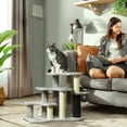 2 in 1 Cat Tree Tower 3-Step Pet Stairs with Scratching Posts, Tickling ...