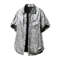 Namayuj Metallic Textured Short Sleeve Party Shirts for Men Spread ...