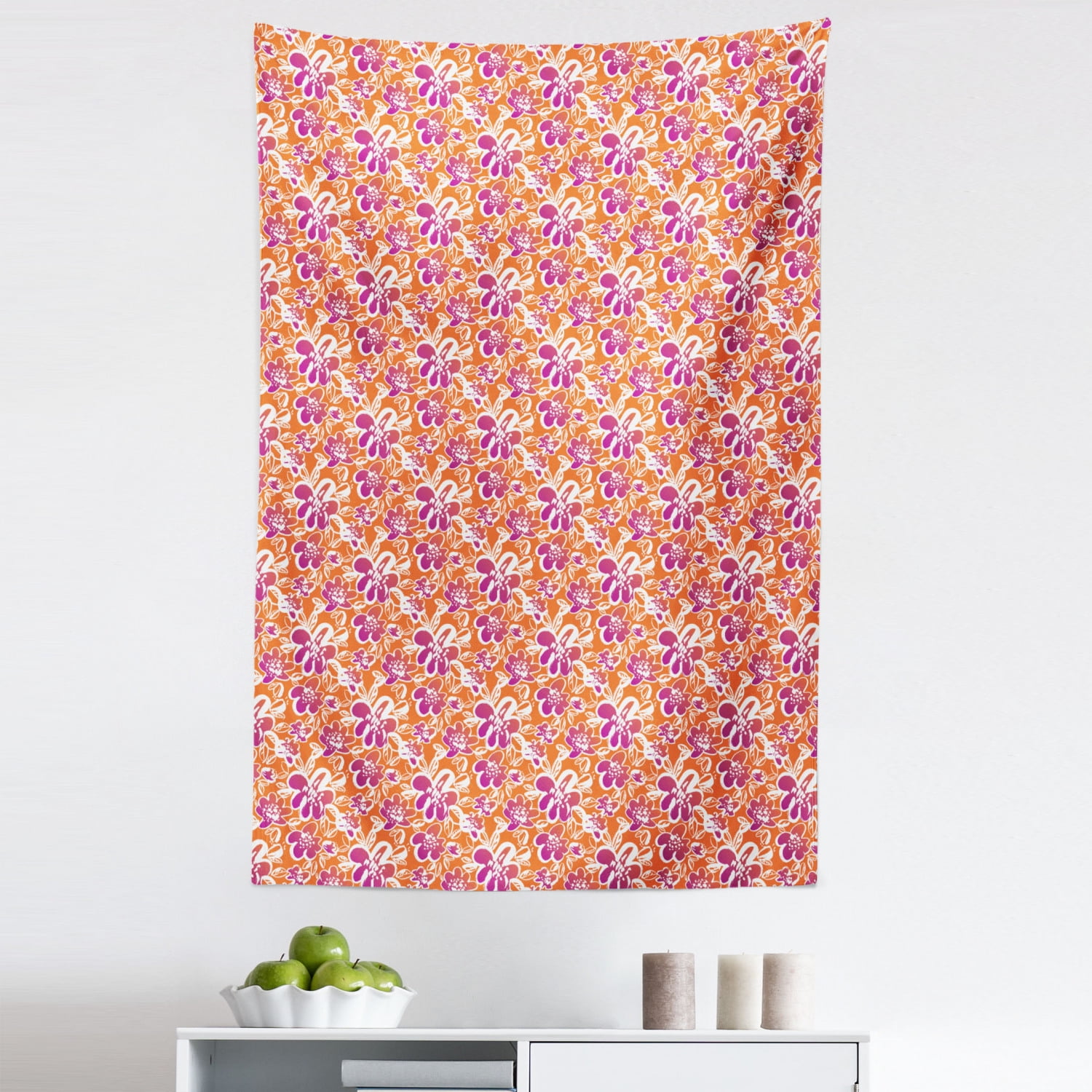 Floral Tapestry, Flower Doodles Illustrated by a Paintbrush Garden Art ...