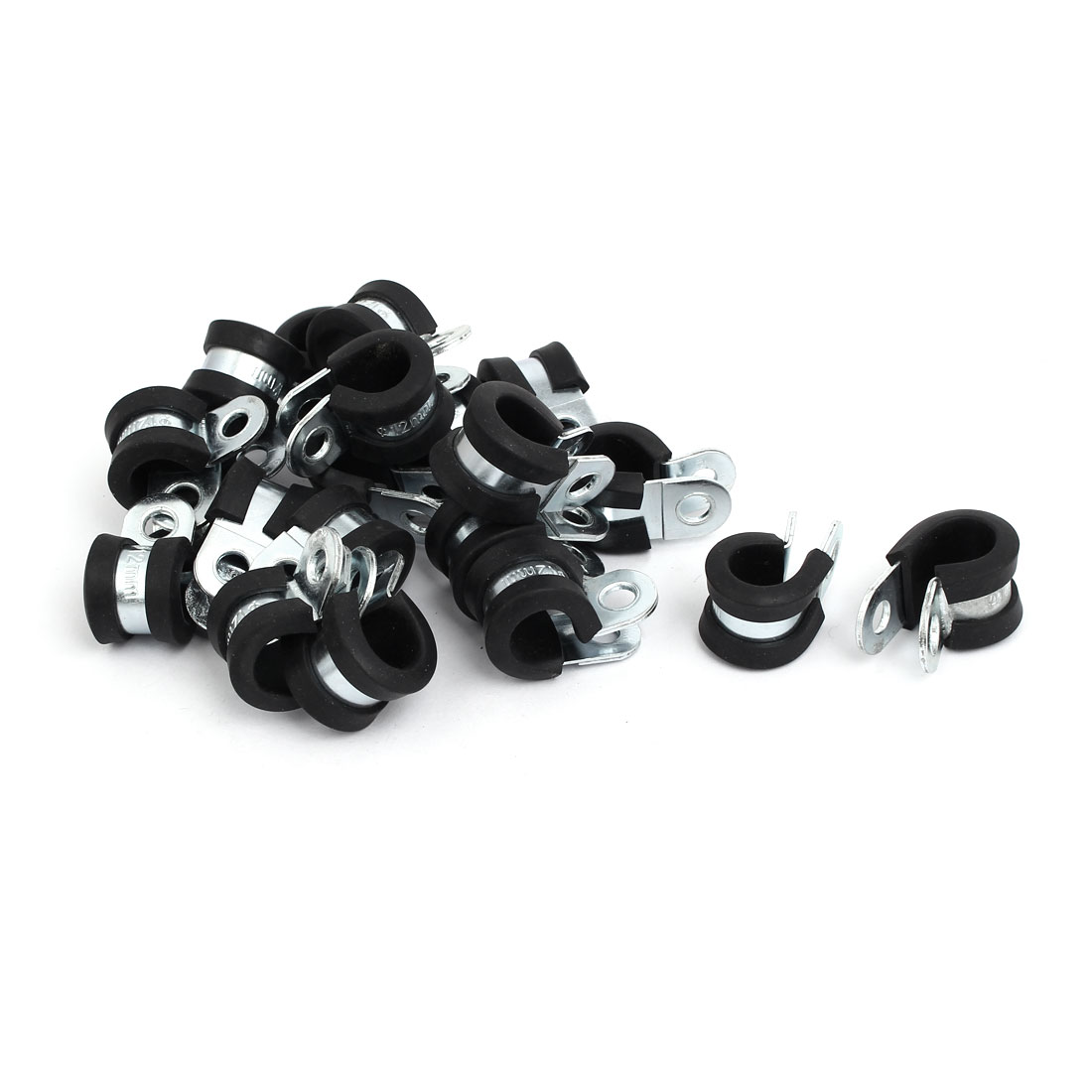 12mm Dia Rubber Lined R Shaped Zinc Plated Pipe Clip Cable Clamp 20pcs ...