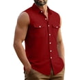 Qzwdhjm Sleeveless Button Down Shirts for Men V Neck Linen Tank Tops ...