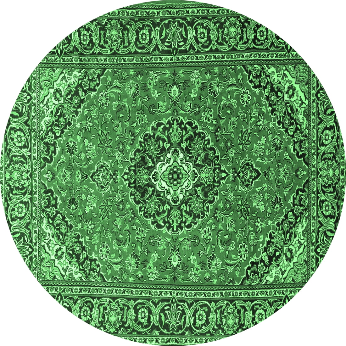 Ahgly Company Indoor Round Medallion Emerald Green Traditional Area ...